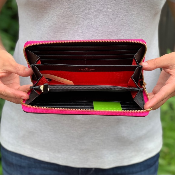 kate spade | Bags | Kate Spade Neda Bonita Stripes Zip Around Wallet ...